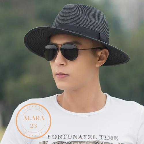 Jual Topi fedora hat pria wanita lebar pinggir topi import - Hitam ...