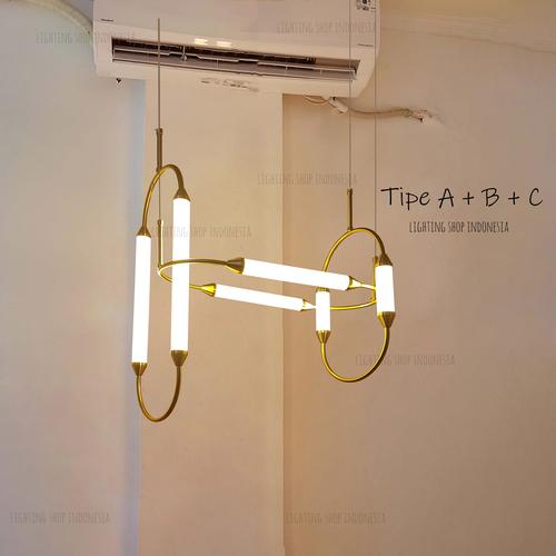 Jual Lampu gantung oval gold minimalis led hias ruang tamu kamar modern ...