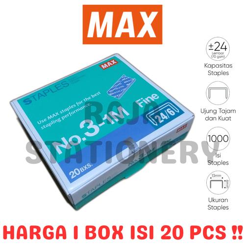 Promo MAX STAPLES NO.3 ISI STAPLER MAX No.3-1M ISI HEKTER BESAR [20PCS ...