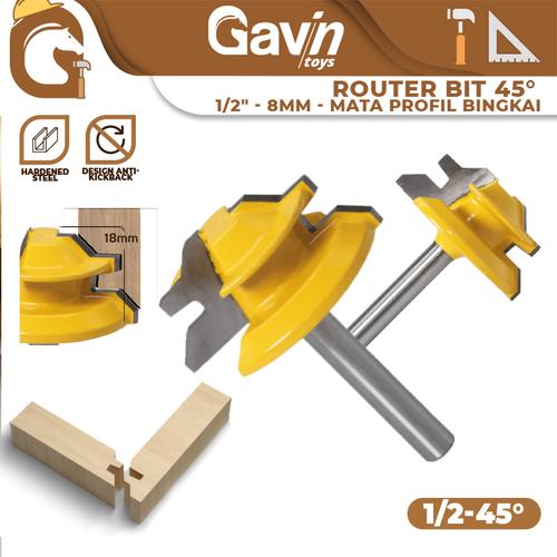 Jual Mata Profil Lemari 8mm Router Bit Wood Joint 1/2 Join Tenon 45 ...