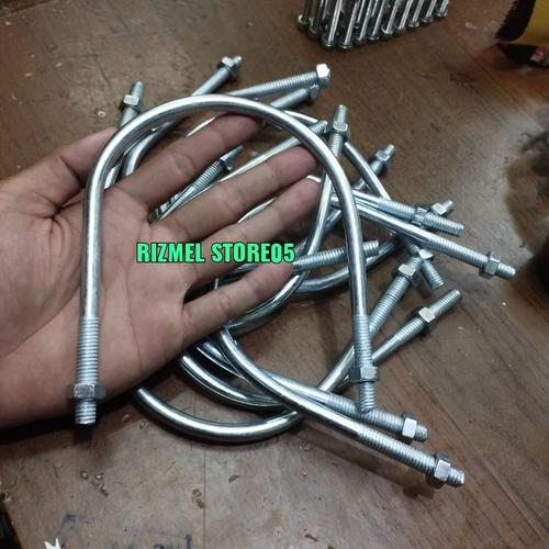 Jual U bolt / ubolt pipa besi ( 4" inch ) besi 12mm Galvanis putih ...
