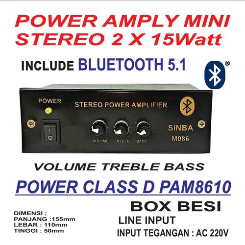 Jual JADI POWER AMPLI MINI STEREO 2x15w PAM8610 PAM 8610 BLUETOOTH ...