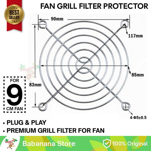 Jual Fan Grill 9cm 90mm filter pc computer case psu cpu komputer besi ...