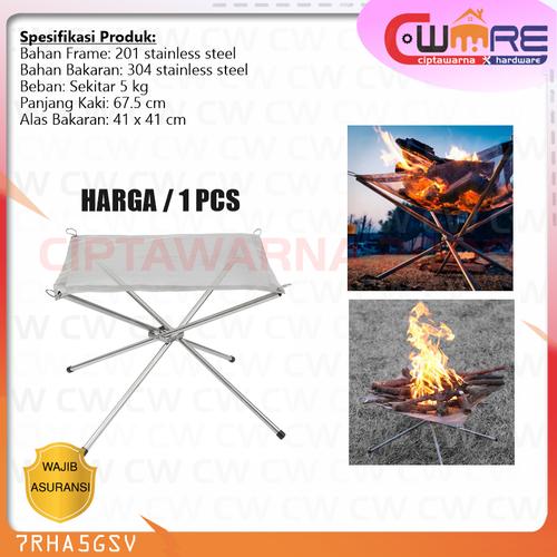 Jual Stand Api Unggun Portable Solid Fuel Camping Tool EZ203 Silver ...