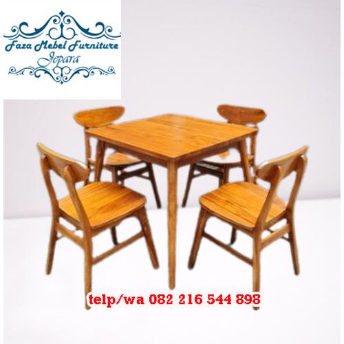 Jual set meja kursi cafe jati / set meja kursi makan minimalis kayu jati - 4 KURSI 1 MEJA - Kab ...