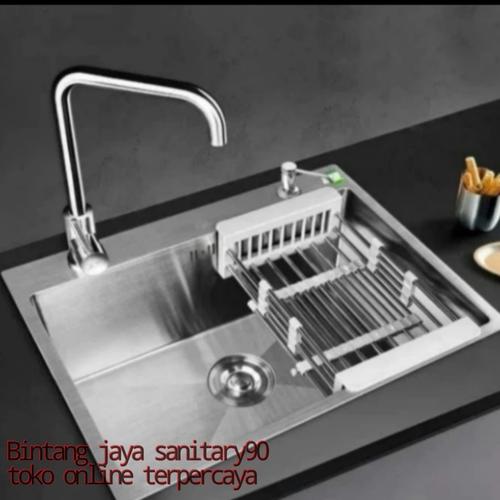 Jual kitchen sink Stainless minimalis 5040 paket komplit set kran ...