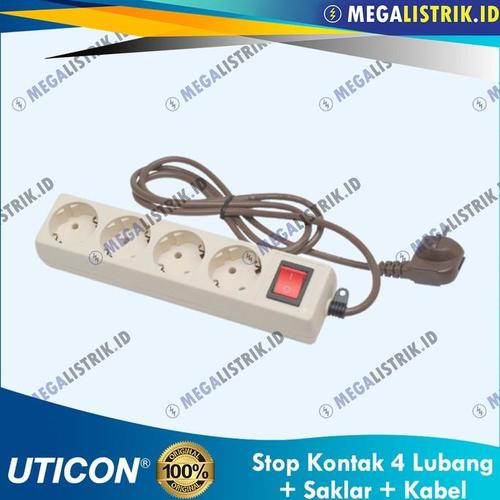 Jual Uticon Stop Kontak Arde 4 Lubang + Saklar On Off + Kabel 1.5M ST ...