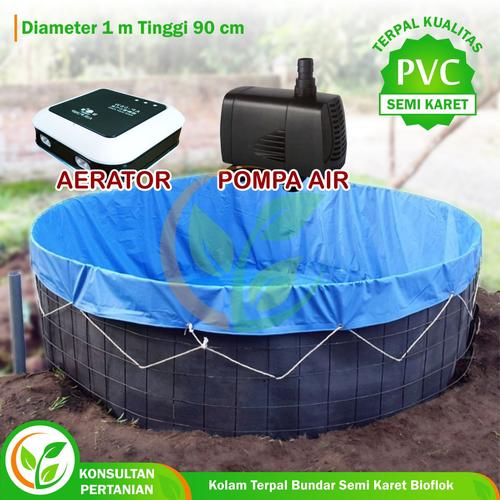 Jual Kolam Terpal Bulat Bioflok Diameter 1 m Fullset Pompa Dan Aerator ...