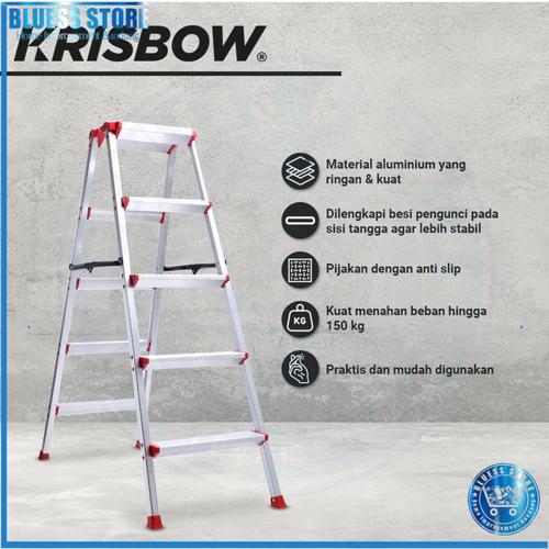 Jual Krisbow Tangga Lipat Aluminium 5 Step Merah Ladder Step Wide 1.3 ...