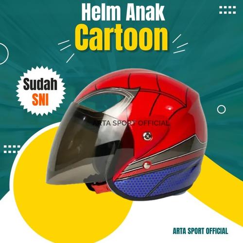 Jual Helm motor anak usia 2 3 4 5 6 7 8 tahun kartun sni - spiderman ...