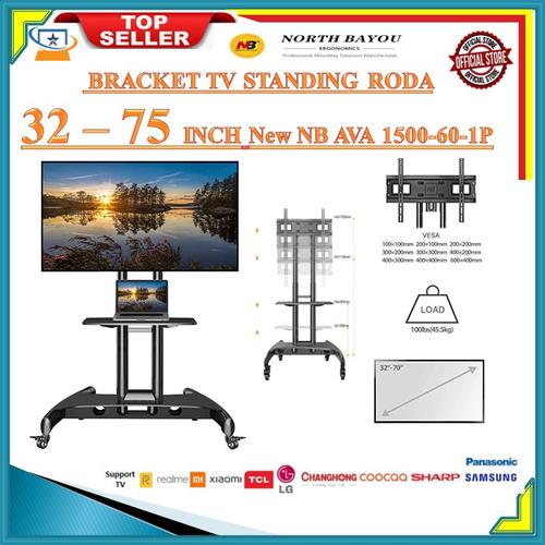 Jual North Bayou AVA1500-60-1P Steel TV Stand Dengan Roda bracket tv ...