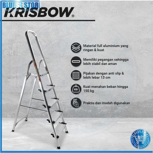 Jual Krisbow Tangga Lipat Aluminium 5 Wide Step WIth Handle Ladder Step ...