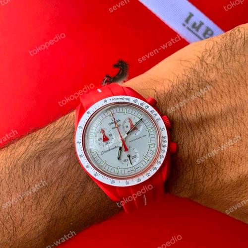 Jual Strap Rubber Premium Omega X Swatch Moonswtach Red Mission to Mars ...