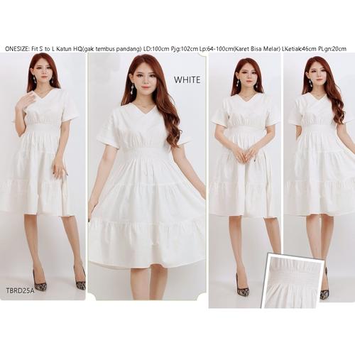 Jual Dress Midi Putih Gaun Remaja Polos Flare Baju Terusan Modern Katun ...