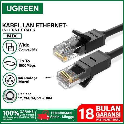 Jual UGREEN Kabel LAN Cable Internet Ethernet Cat6 RJ45 1Gbps 1M 3M 5M 10M - 5M Premium ...
