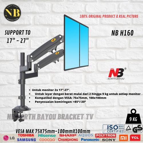 Jual BRACKET MONITOR 17 22 24 27 INCH, DUAL ARM MONITOR FULL MOTIONS ...