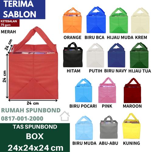 Promo TAS SPUNBOND BOX 24x24x24 Tas Nasi Kotak/ Tas Custom Sablon ...