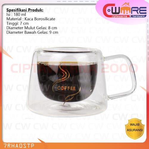 Promo One Two Cups Cangkir Kopi Anti Panas Doublewall Glass 180ml - BDB - Kota Palembang - Cipta ...