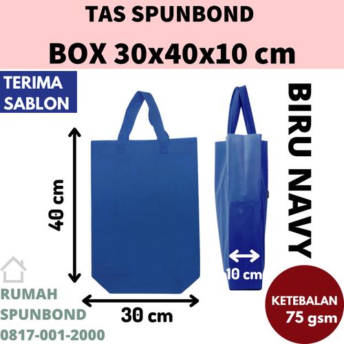 Jual TAS SPUNBOND BOX 30x40x10 cm BIRU NAVY /Tas Sablon Custom /Tas Custom - Jakarta Barat ...