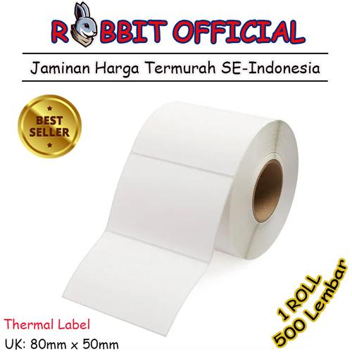Jual LABEL THERMAL 80 X 50 KERTAS STICKER BARCODE 80x50 mm Isi 500 Pcs ...