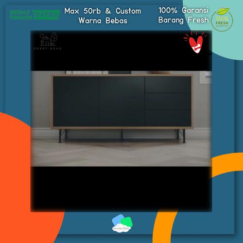 Jual Lemari Penyimpanan Meja Buffet Almari Buku Serbaguna 2 Pintu 3 ...