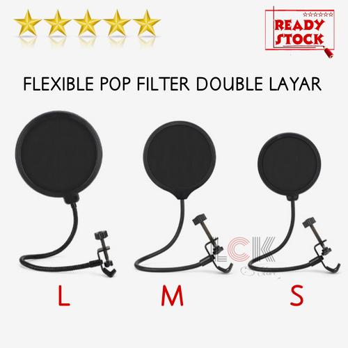Jual pop filter mic condenser dual layer windscreen recording studio ...