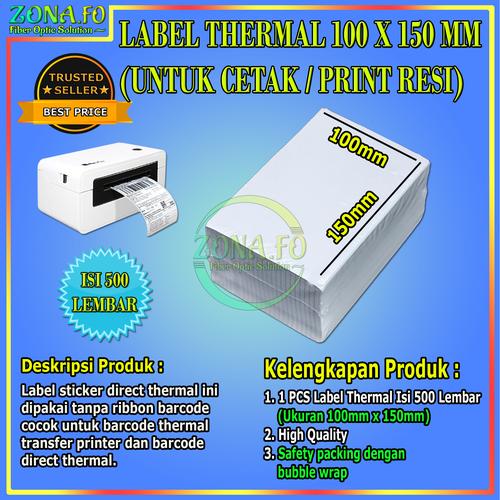 Jual Kertas Resi Stiker Label Thermal Barcode A6 100x150mm Lipat 500 ...