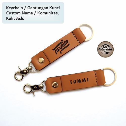 Jual Keychain Kulit sapi asli costum nama atau komunitas sesuai ...
