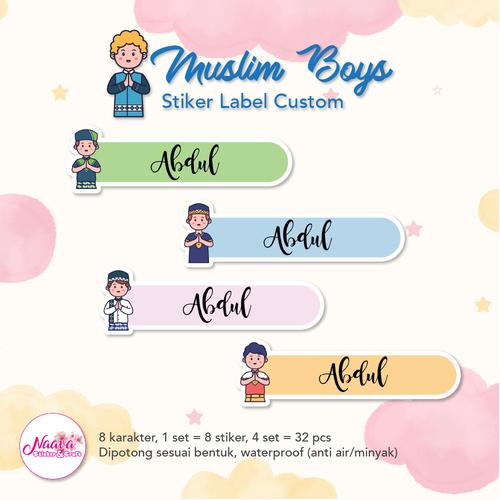 Jual STIKER LABEL BUKU CUSTOM NAMA ANAK - MUSLIM BOYS - KERTAS GLOSSY ...
