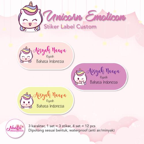 Jual STIKER LABEL MAPEL 3 BARIS CUSTOM NAMA ANAK - UNICORN EMOTICON ...