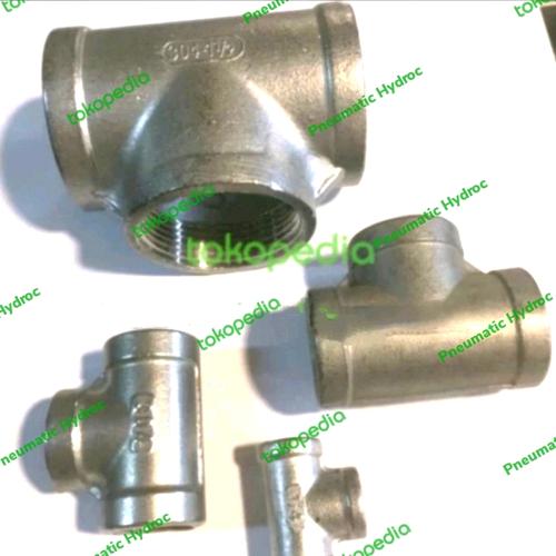 Jual Socket tee stainless ss304 1/2" inch / Tee drat dalam ss304 1/2 ...