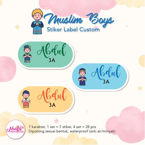 Jual STIKER LABEL MAPEL 2 BARIS CUSTOM NAMA ANAK - MUSLIM BOYS - KERTAS ...