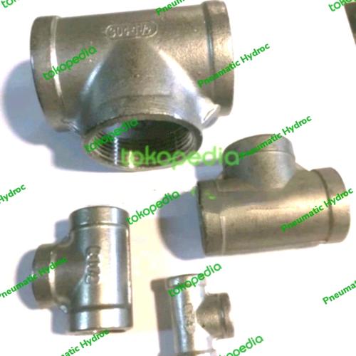 Jual Socket tee stainless ss304 1" inch / Tee drat dalam ss304 1 inch ...