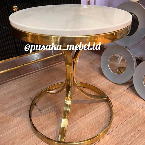 Jual side table meja sudut marmer rangka besi stainless gold, coffe ...