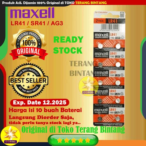 Jual Baterai LR41 SR41 AG3 MAXELL 1.5V Baterei Batre Batere Battery - Jakarta Utara - Terang ...