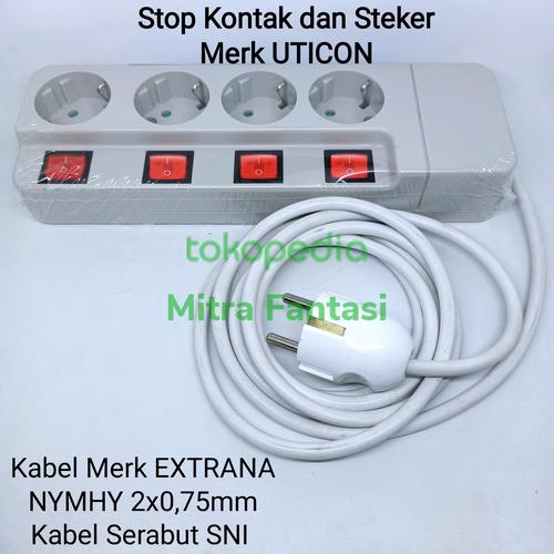 Jual Kabel Extension UTICON 4 Lubang Stop Kontak Steker Stopkontak ...