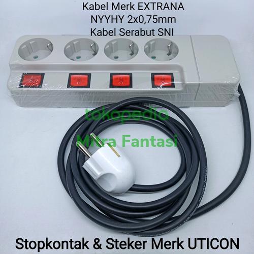Jual Kabel Extension UTICON 4 Lubang Stopkontak Steker Stop Kontak ...