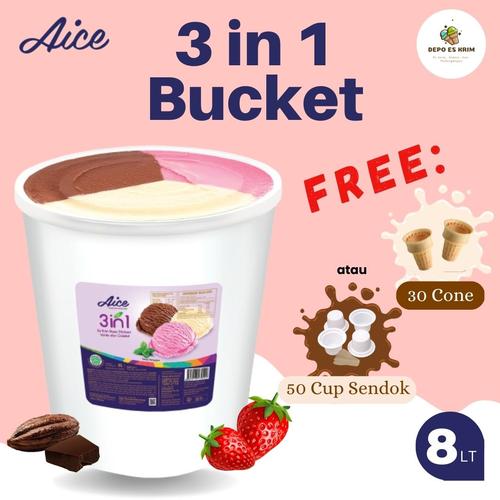 Promo Es Krim AICE Bucket 8 liter 3 in 1 Neapolitan Ready Stock - Tanpa ...