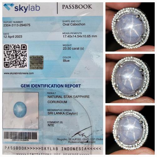 Jual Batu Star Blue Sapphire Ceylon Srilanka No Heat Jumbo 23.50 crt ...