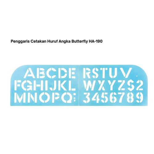 Jual Penggaris Cetakan Huruf Angka Butterfly HA 190 Pengaris Mal - Kab ...