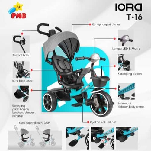 Jual Sepeda Anak Roda 3 (Tiga) Tricycle Stroller PMB IORA T16 - IORA T 16 - Ungu - Kota ...