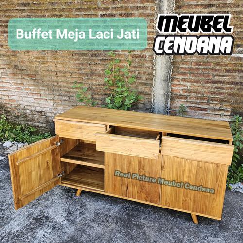 Jual buffet minimalis retro, meja buffet laci, meja tv asli kayu jati ...