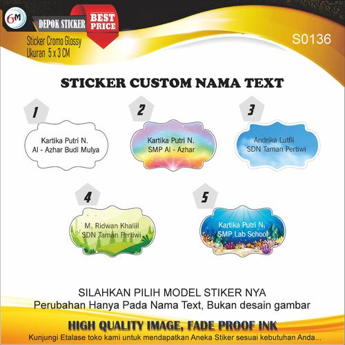 Jual CETAK Stiker Custom Nama tulisan - Kota Depok - Depok Sticker ...