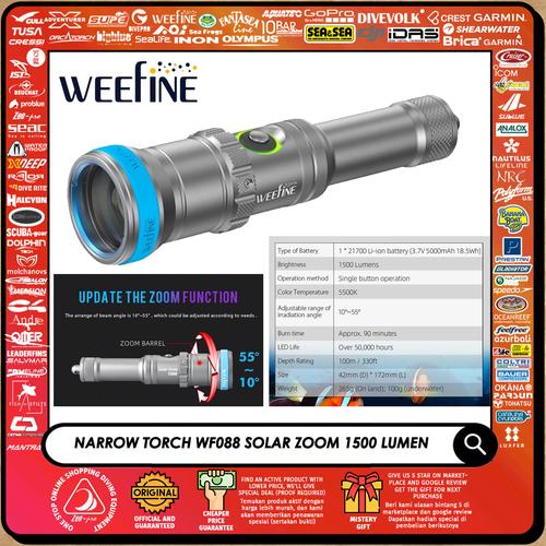 Jual Focus Light Diving Weefine WF088 1500 Lumens Solar Zoom Dive Torch ...
