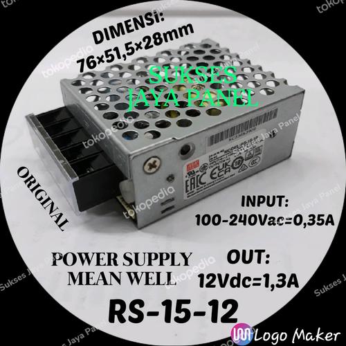 Jual Power supply mean well RS-15-12;(12Vdc=1.3A) ASLI - Jakarta Pusat ...