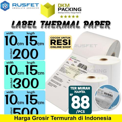 Jual Stiker Label Thermal Paper Sticker Barcode Resi A6 10x15cm 100x150mm - Label 10x15 200 ...