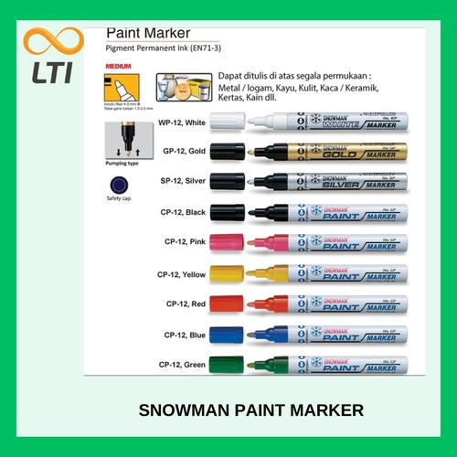 Jual Spidol Snowman Permanen Paint Marker CP - 12 / LUSIN - Hitam ... Jual Spidol Snowman Permanen Paint Marker CP - 12 / LUSIN - Hitam ...