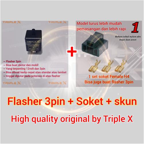 Jual flasher 3pin sein led flaser sen 3kaki reting otomatis leting mobil - flasher+soket - Kab ...