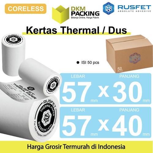 Jual Kertas Thermal Coreless Kertas Printer Resi Barcode POS DUS ...