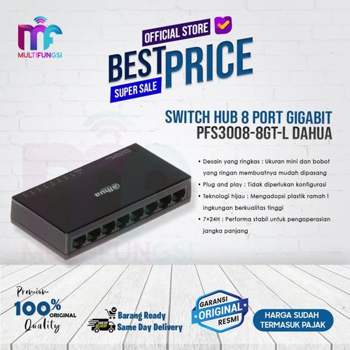 Jual Dahua Switch Hub 8 Port Gigabit PFS3008-8GT-L Garansi Resmi - 8 ...